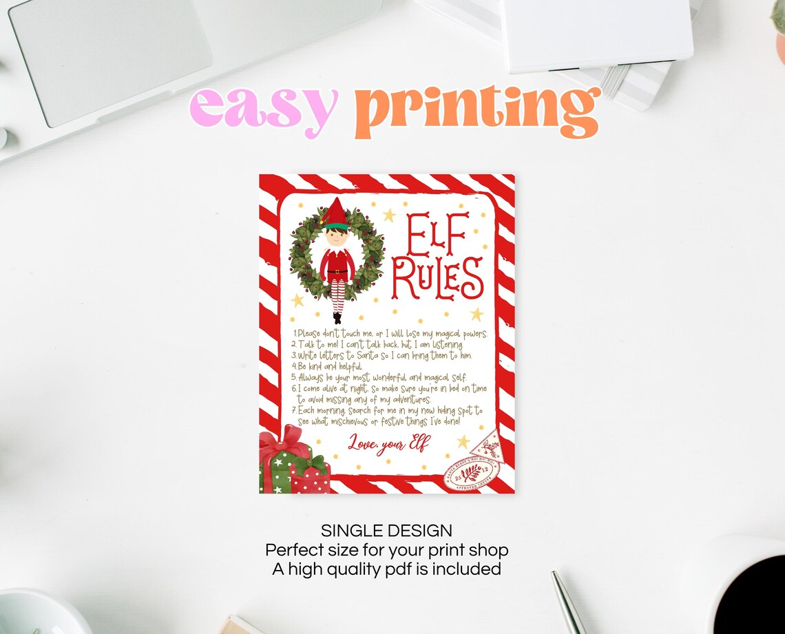 Editable Christmas Elf Magic Rules for Kids Sign, Do Not Touch Me ...
