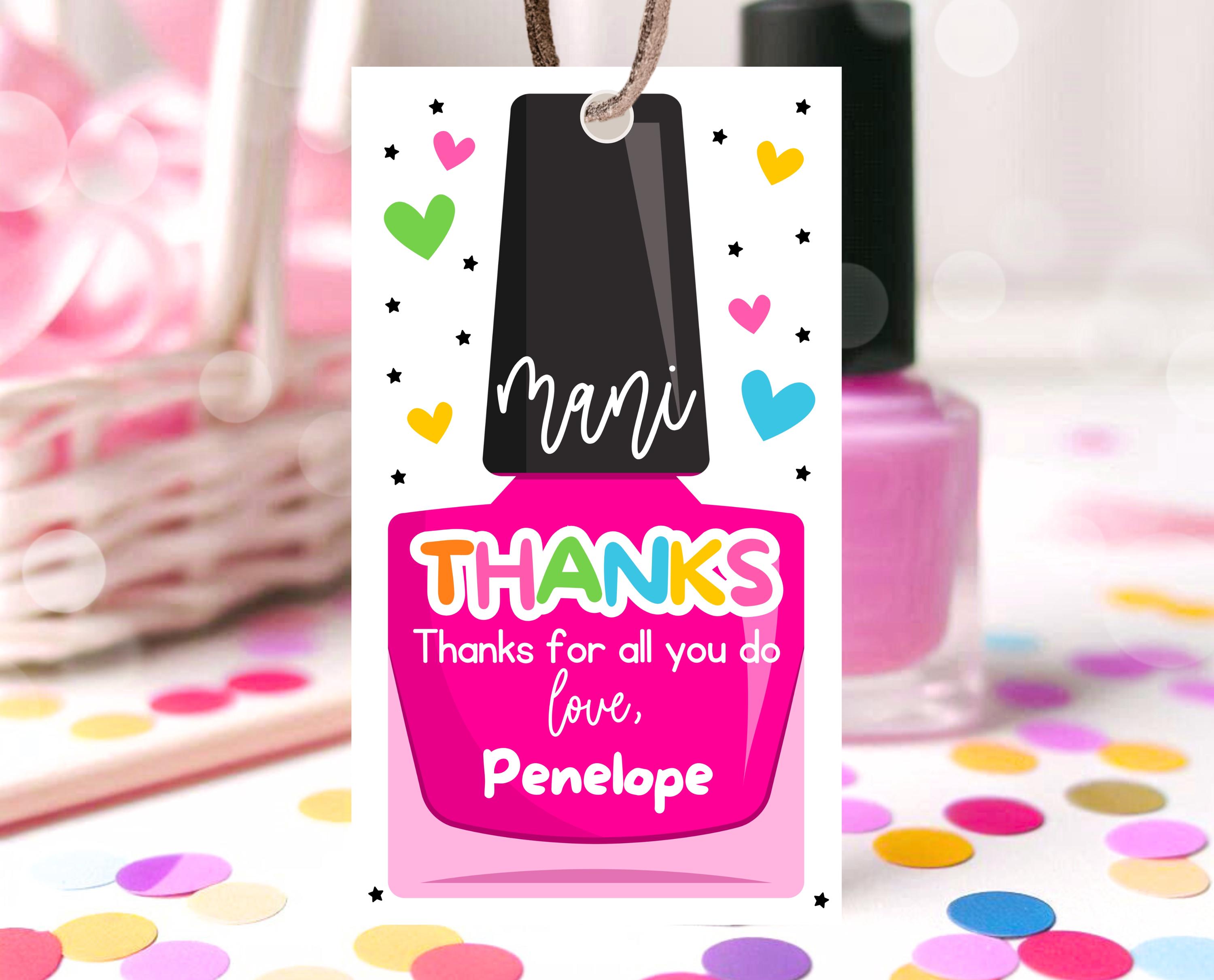 Editable Nail Polish Appreciation Gift Tag, Printable Mani Thanks ...