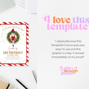 Editable Christmas Elf Birthday Invitation Template, Elf Birthday ...