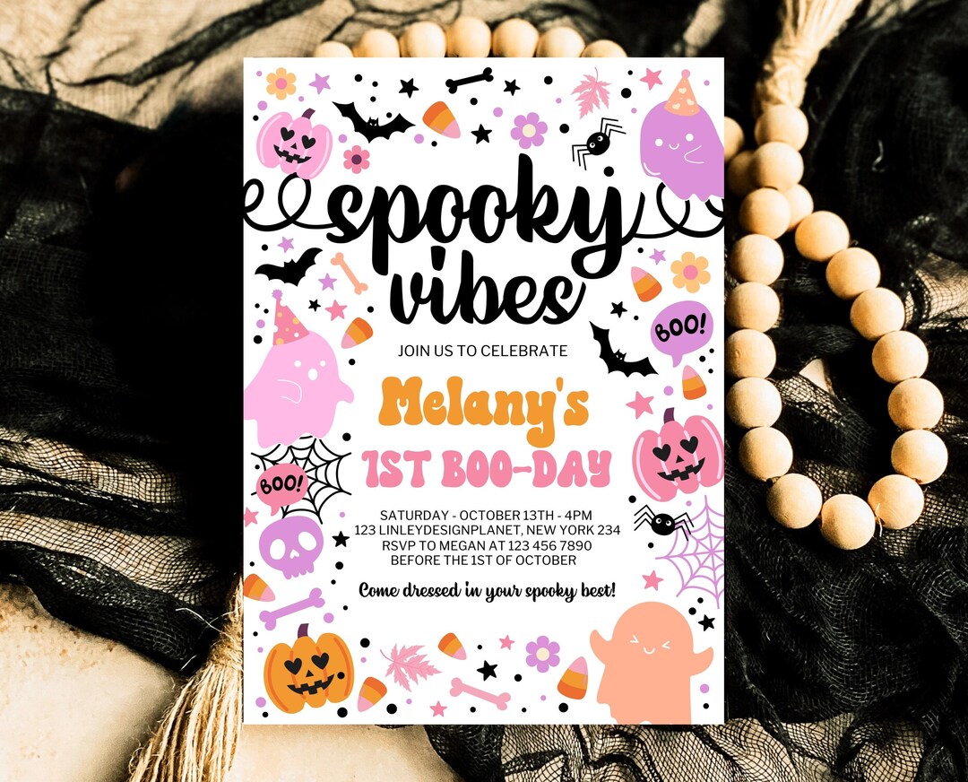 Editable Spooky Vibes Birthday Invitation, Halloween Birthday ...