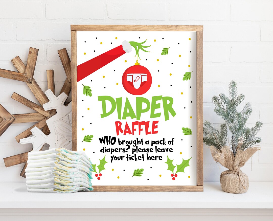 Christmas Baby Shower Diaper Raffle Sign Template Christmas - Etsy