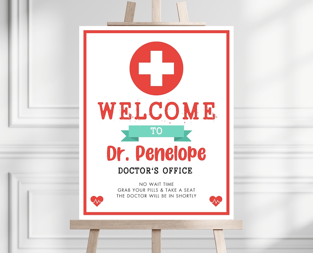 Editable Kids Medical Birthday Welcome Sign Template, Nurse Birthday ...