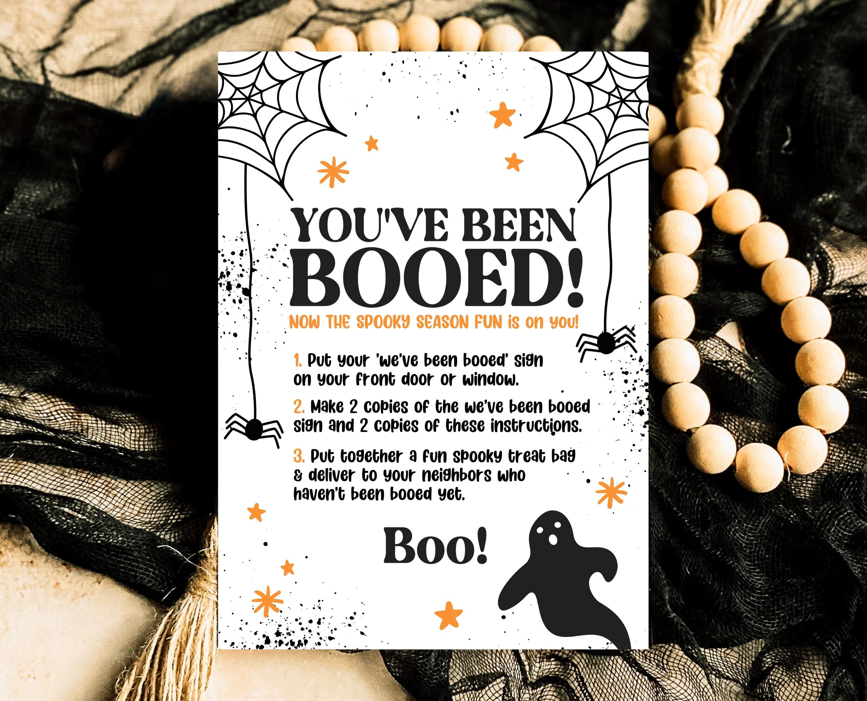 Editable You've Been Booed! Card, Halloween Printable for Friend, You ...