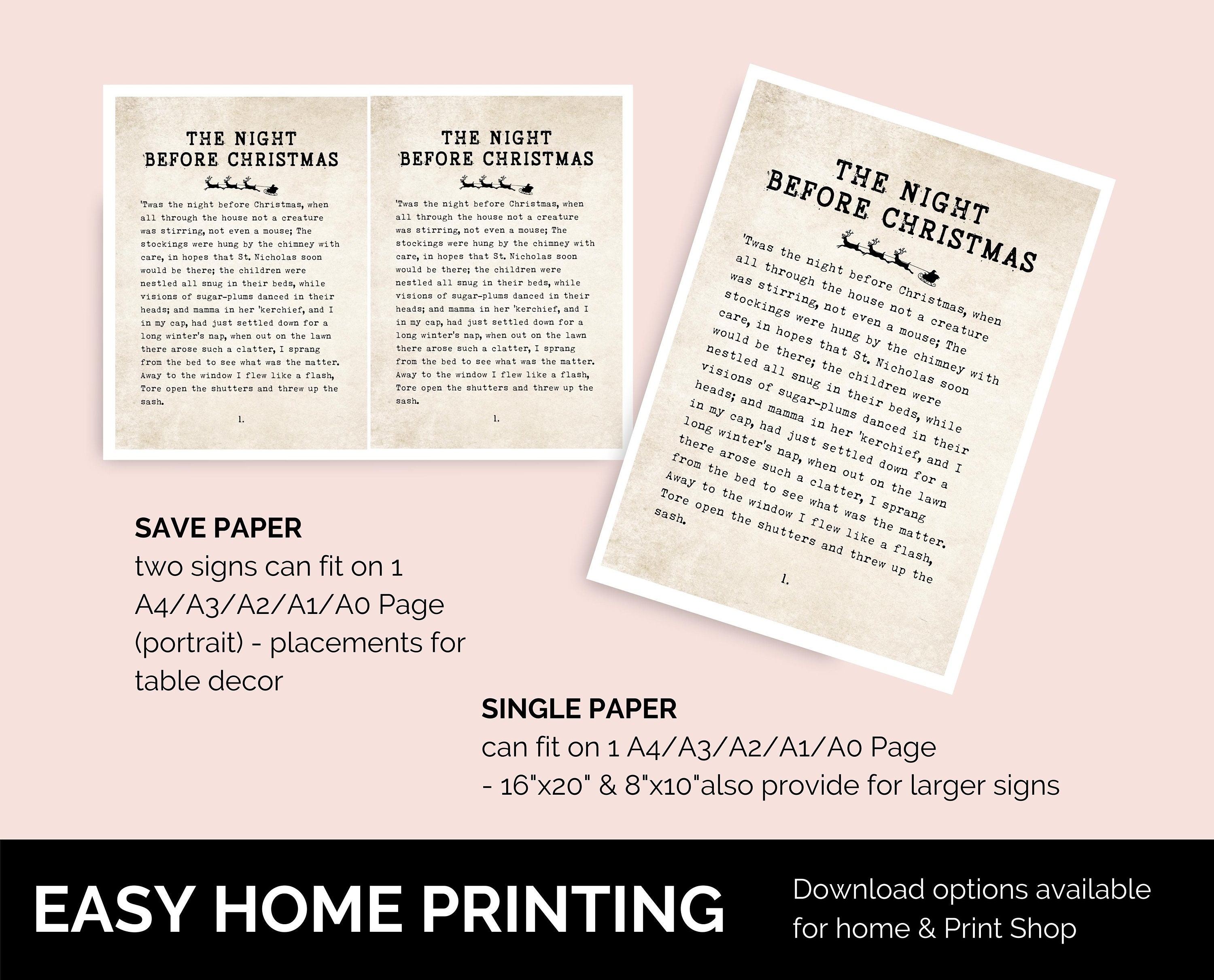 Editable the Night Before Christmas Sign Christmas Printable - Etsy