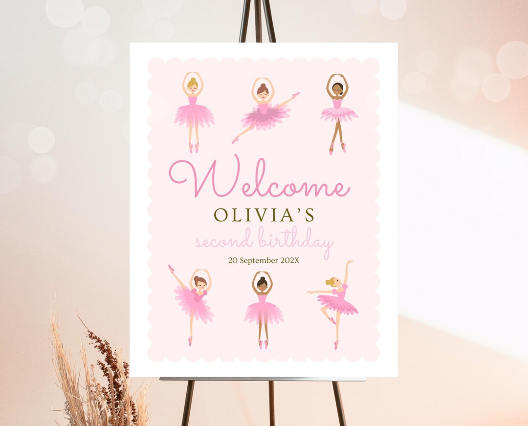 Editable Ballerina Birthday Welcome Sign, Pink Ballet Birthday, Ballet ...