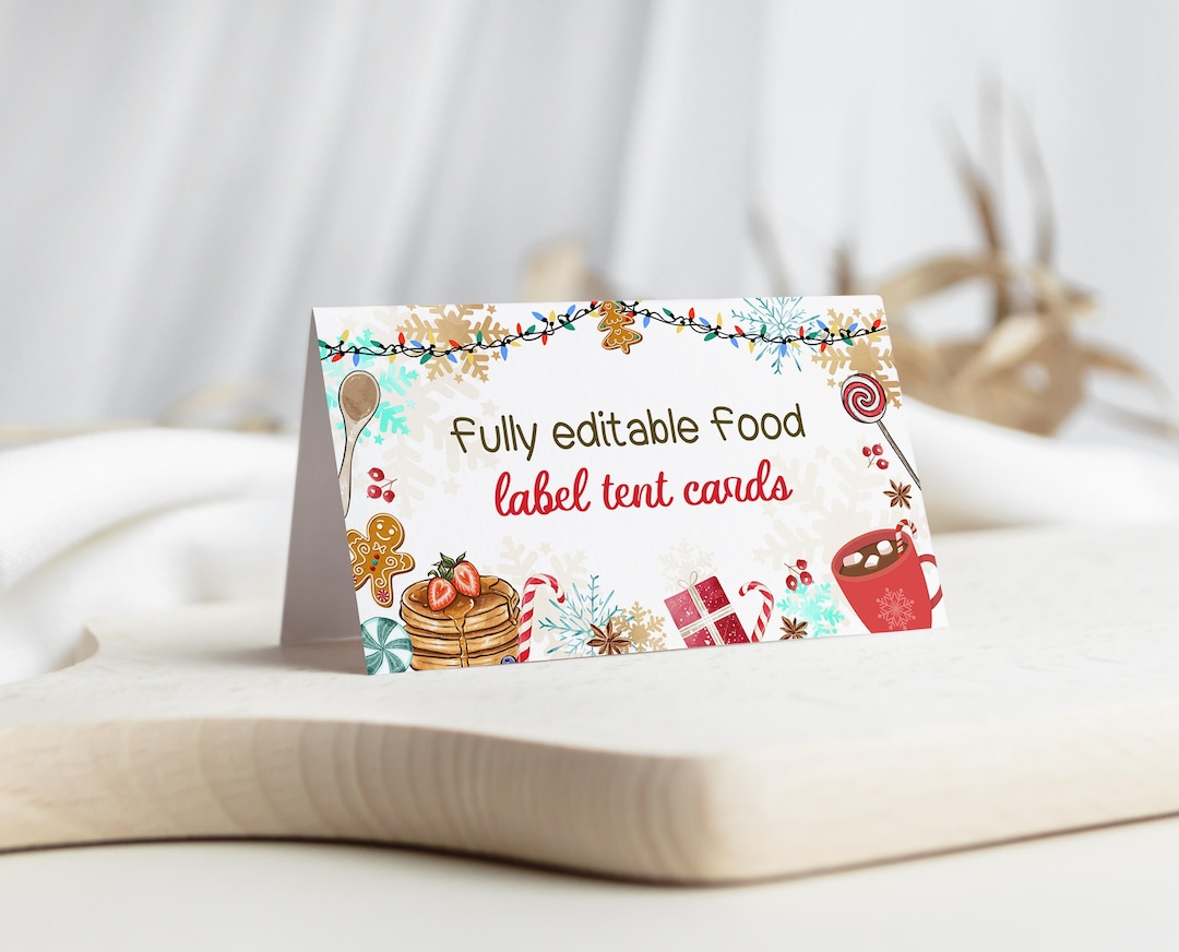 Editable Christmas Food Label Tent Cards Template, Christmas Table Tent ...