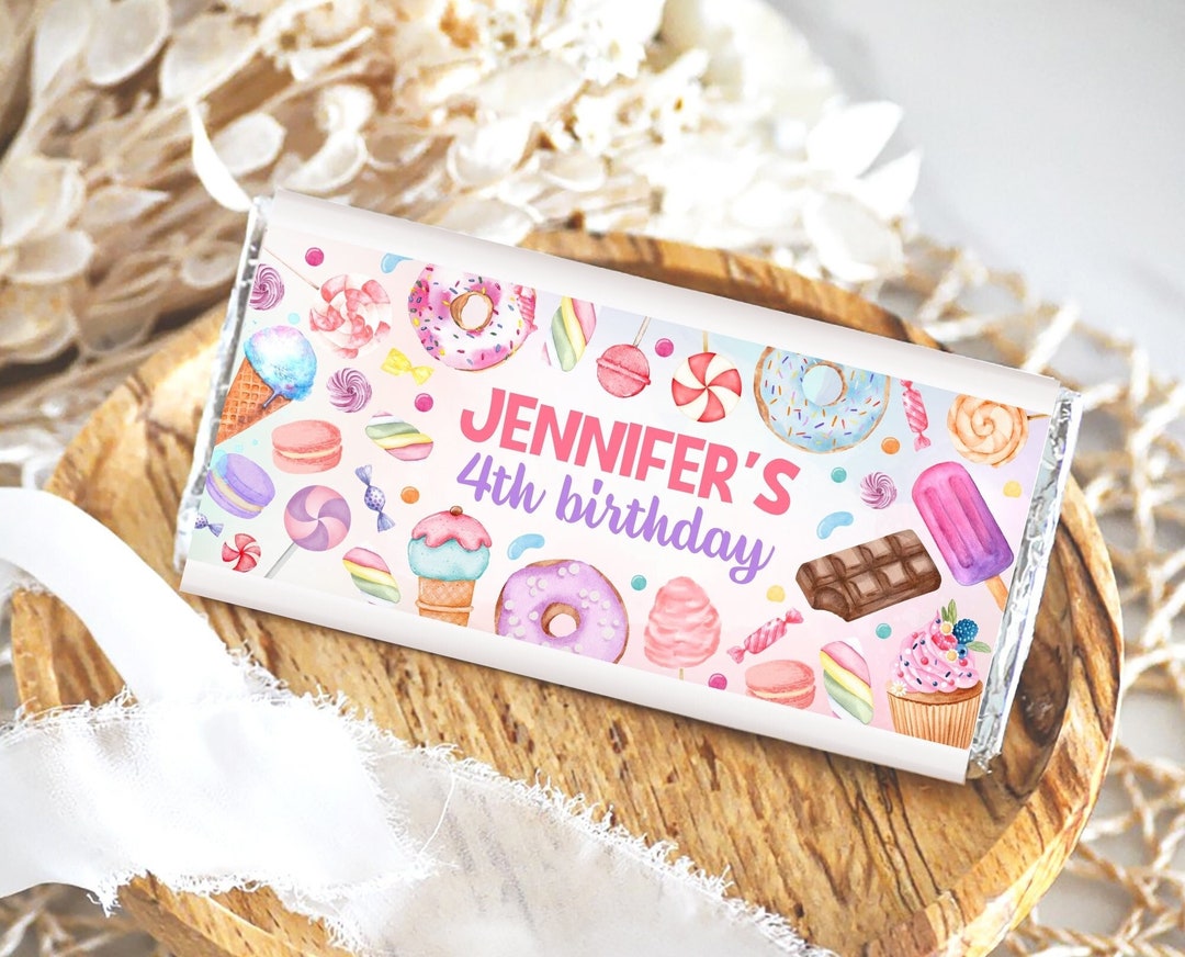 Editable Sweets Candy Chocolate Bar Wrapper, Sweet Candy Birthday Decor ...