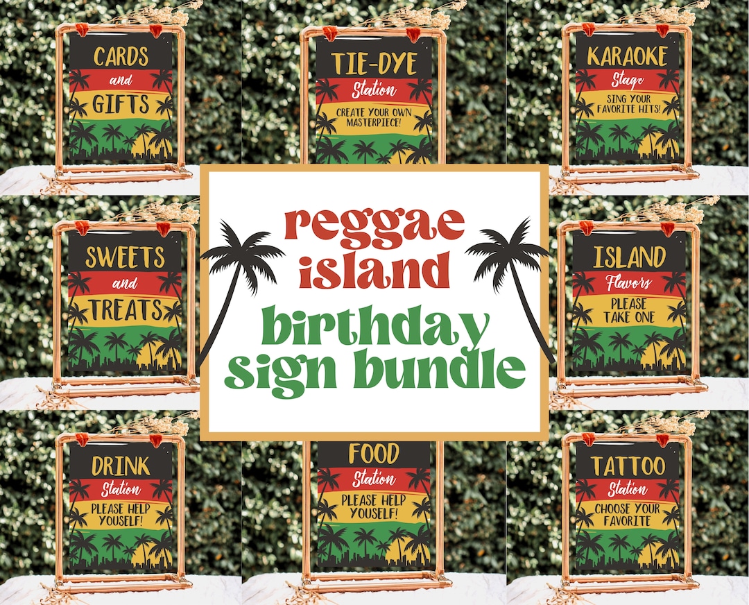 Editable Reggae Birthday Sign Bundle, Reggae 1st Birthday Sign ...