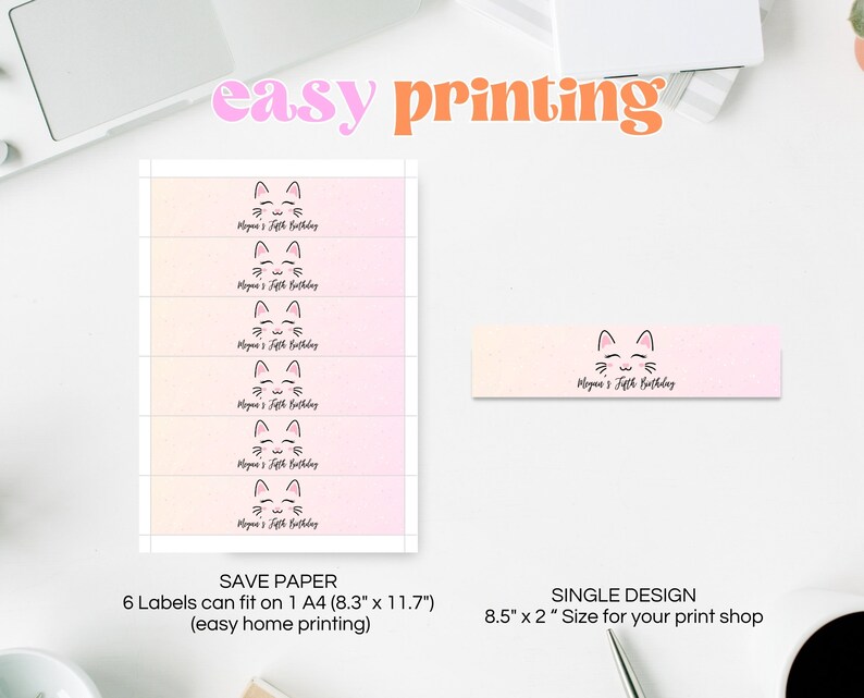 Editable Kitty Cat Birthday Water Bottle Label, Cat Birthday Bottle ...