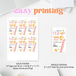 Editable Iced Tea Gift Tags, End of School Year Tag, You're Tea-riffic ...