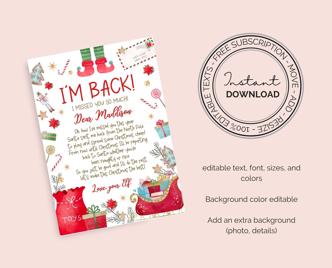 Editable Elf Arrival Letter Christmas Elf Welcome Letter - Etsy