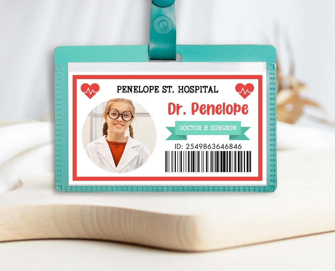 Editable Kids Doctor ID Badge, Printable Medical Badge, Hospital Staff ...