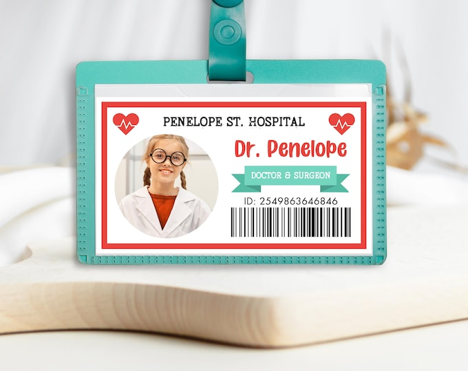 Editable Kids Doctor ID Badge, Printable Medical Badge, Hospital Staff ...