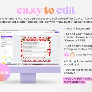 Editable Christmas Trivia Game Template, Printable Christmas Party ...