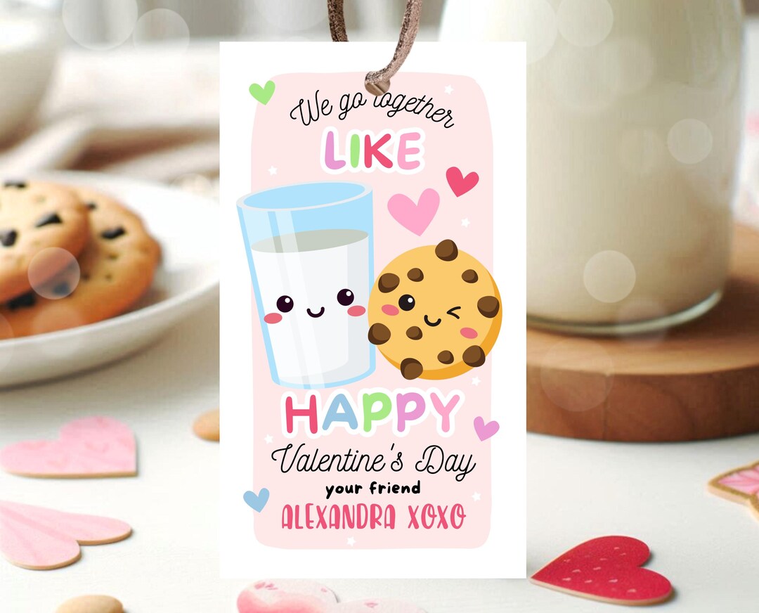 Editable Cookie Valentine Gift Tag, Cookie Valentine Gift Tags, School ...