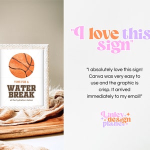Editable Minimalist Basketball Sign Water Break Basketball Sign ...