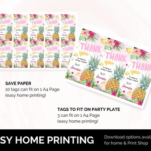 Editable Hawaiian Luau Birthday Favor Tag, Tropical Hawaiian Pool Party ...