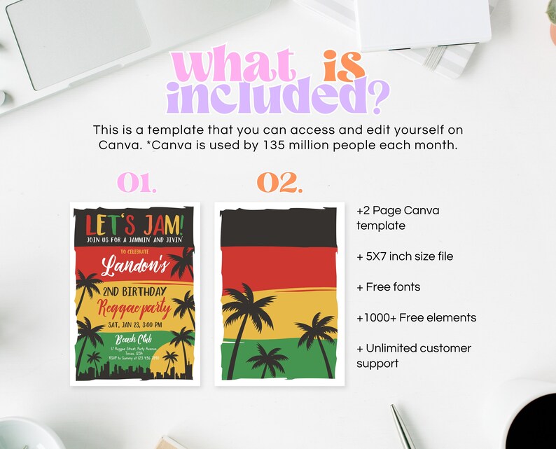 Editable Reggae Birthday Party Invitation, Reggae One Love 1st Birthday ...