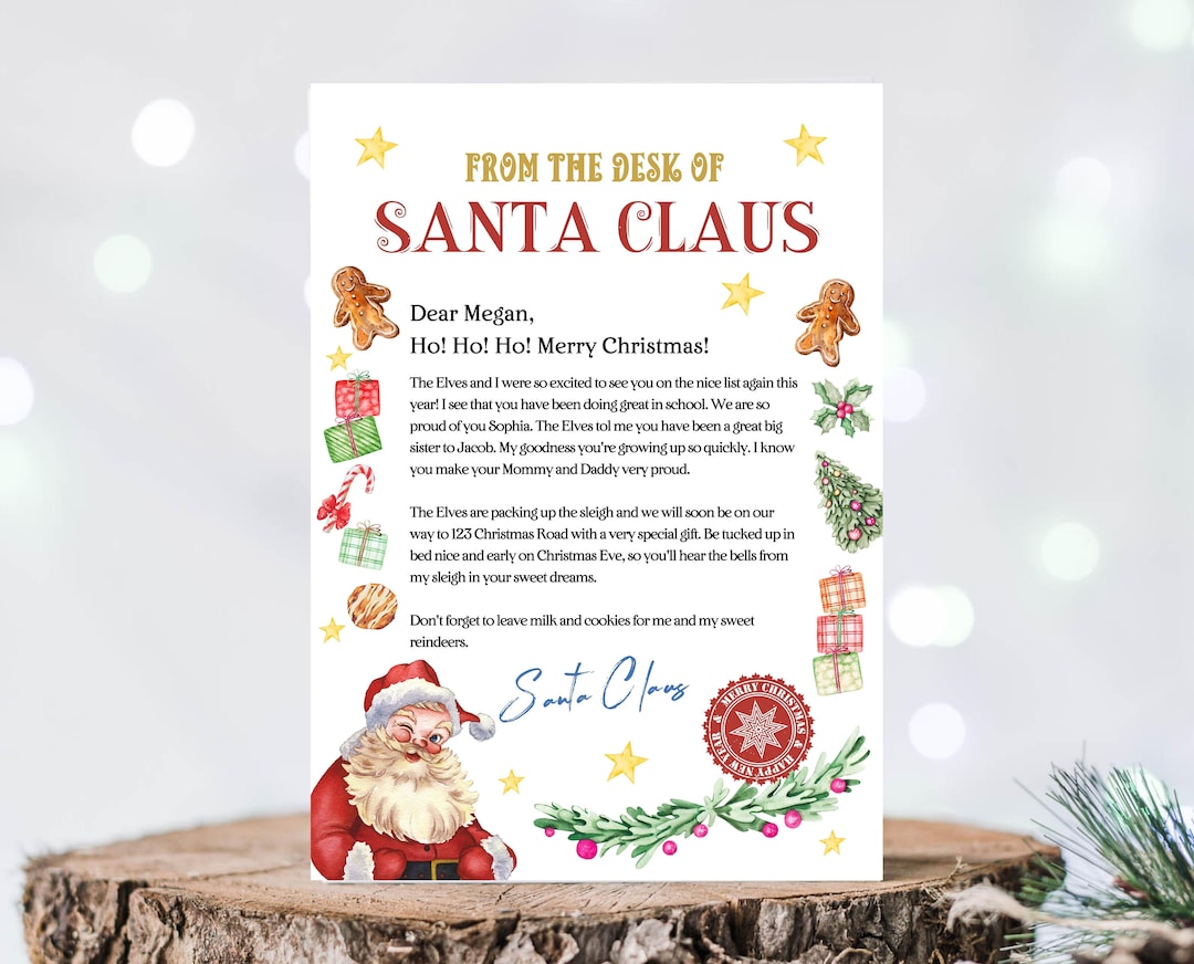 Editable Nice List Letter From Santa Claus Template, From the Desk of ...