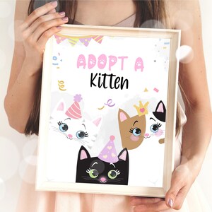 Editable Adopt A Kitten Birthday Sign Cat Birthday Table - Etsy