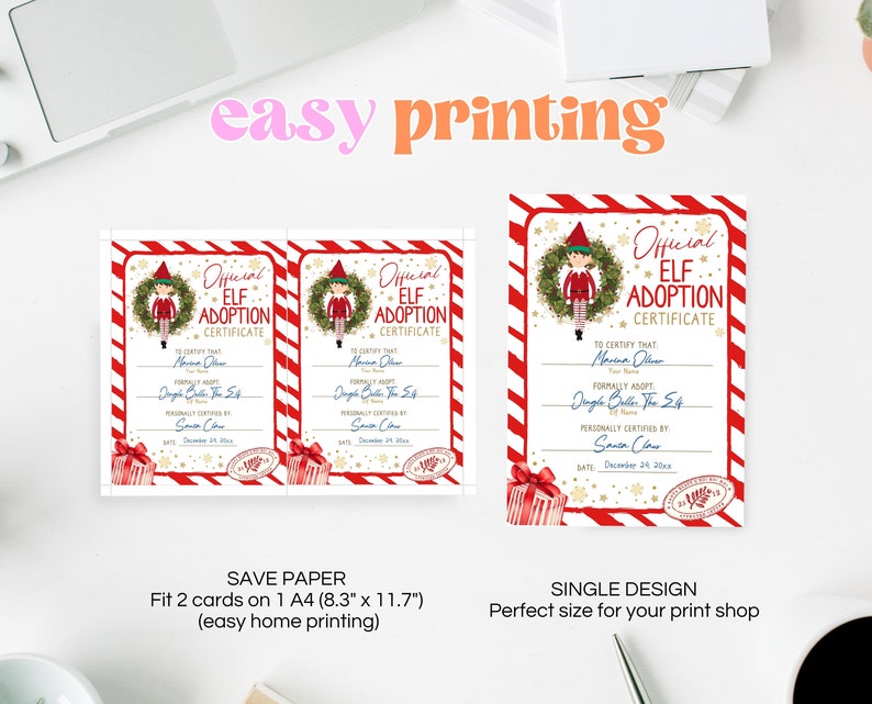 Editable Elf Adoption Certificate Template, Adopt an Elf Card, Elf ...