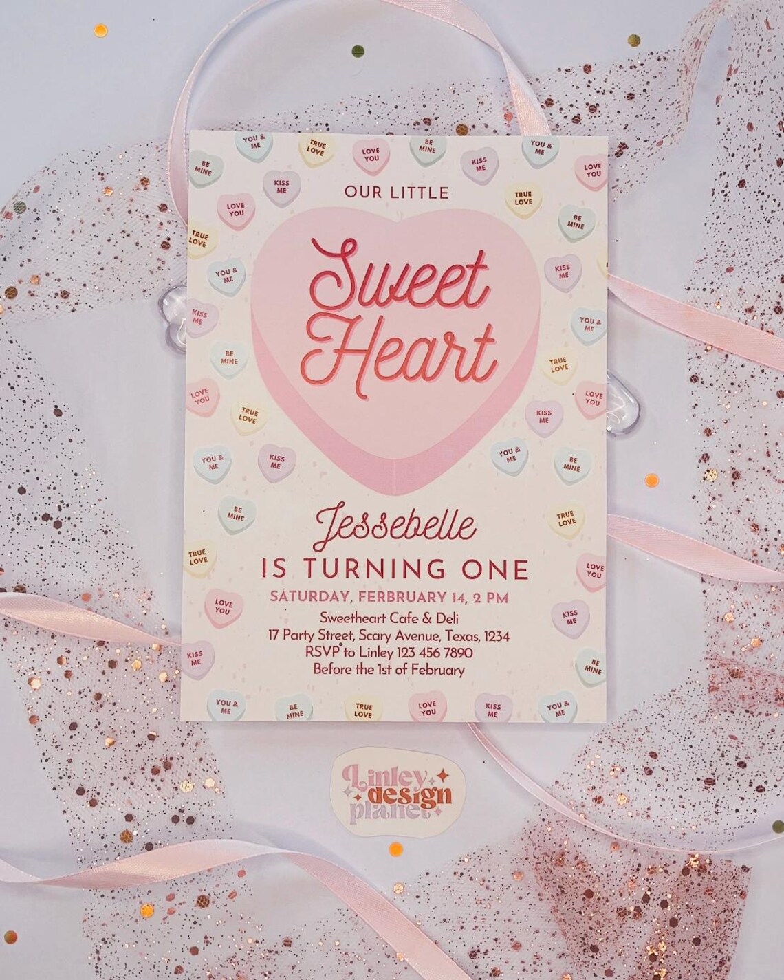 Editable Sweetheart Candy Birthday Invitation: Valentine's Theme ...