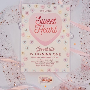 Editable Sweetheart Candy Birthday Invitation: Valentine's Theme ...