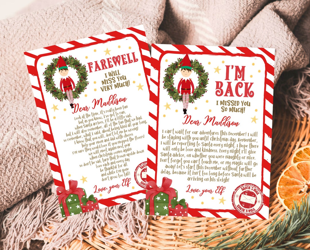 Elf Arrival and Goodbye Letter Template, Christmas Elf Letter Combo ...