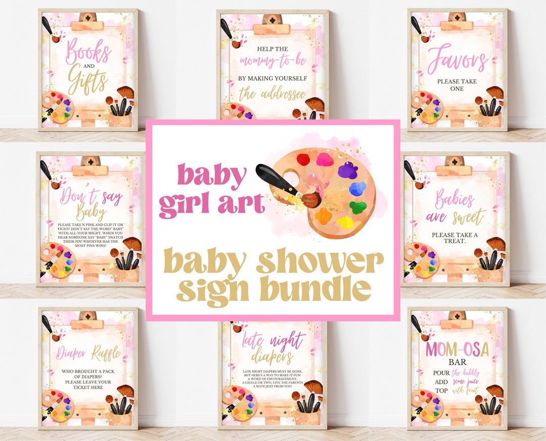 Editable Paint Art Baby Shower Sign Bundle, A Little Art is on the Way ...