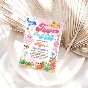 Editable Two the Sea 2nd Birthday Party Invitation Under the - Etsy