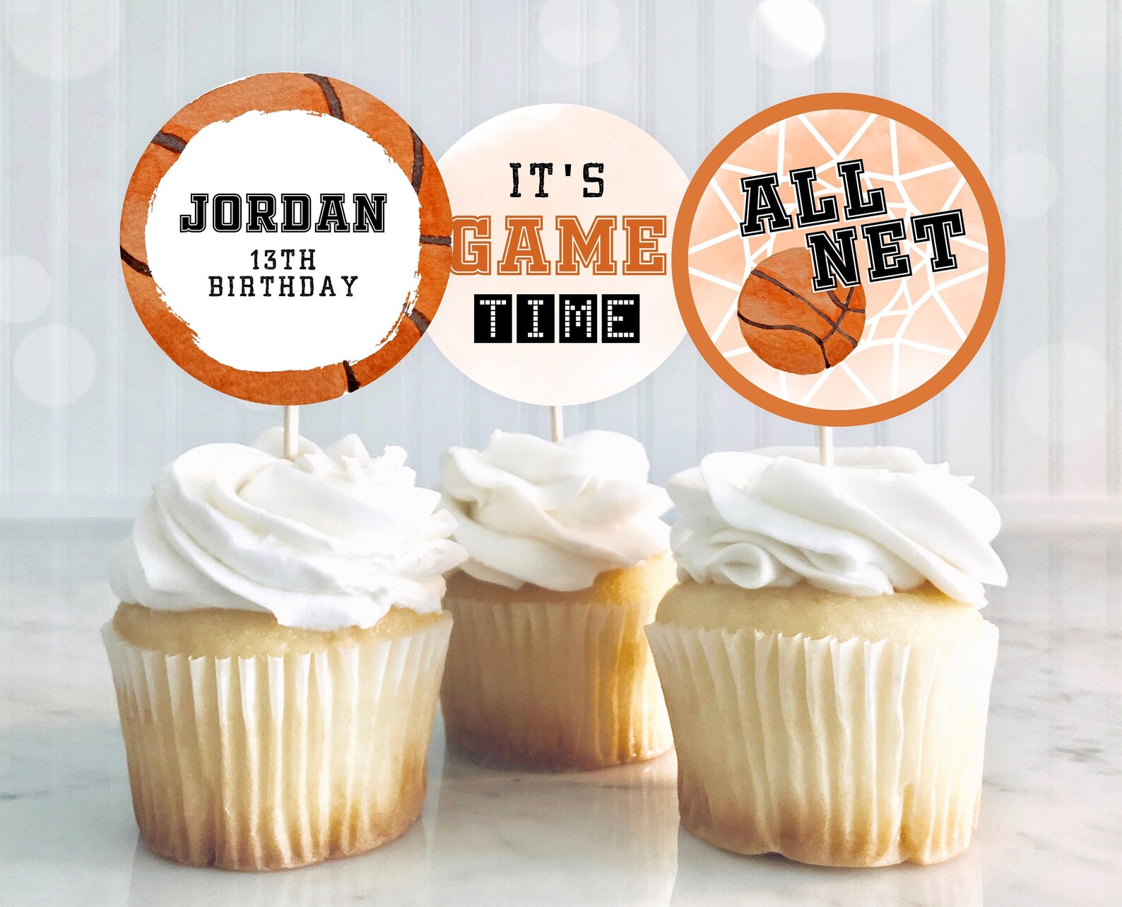 Editable Basketball Birthday Cupcake Toppers Basketball - Etsy