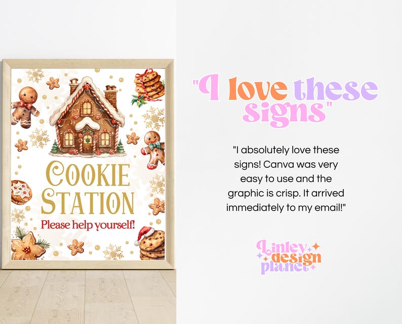 Editable Gingerbread House Party Sign Bundle, Christmas Cookie ...