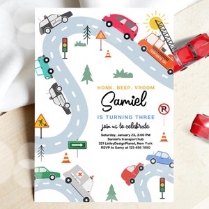 Editable Transportation Birthday Invitation, Truck Birthday Invitation ...