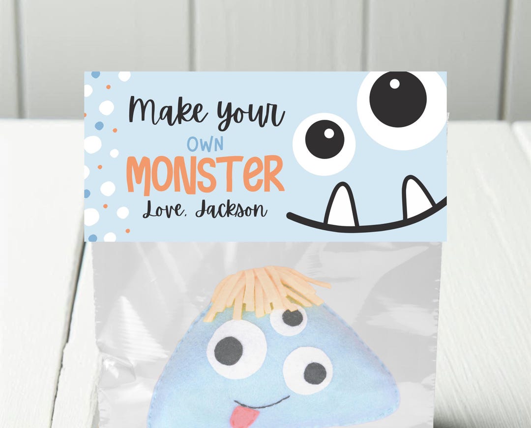 Editable Build A Monster Bag Topper, Build A Monster Favor Tag, Trick ...