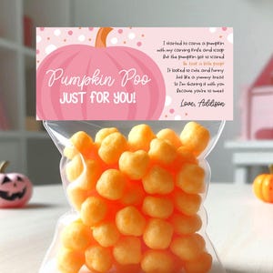 Editable Pumpkin Poop Bag Topper, Halloween Favor Tag, Trick or Treat ...