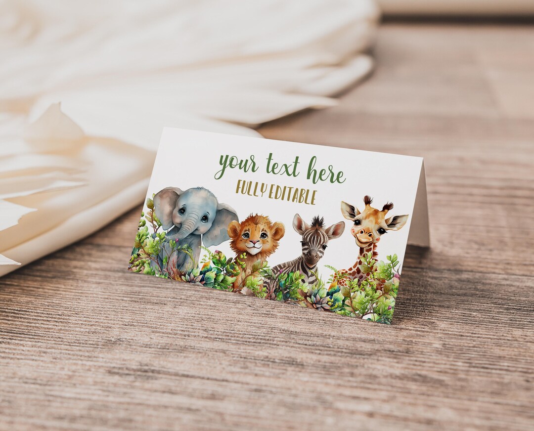 Safari Food Label Template Safari Jungle Baby Shower Food - Etsy