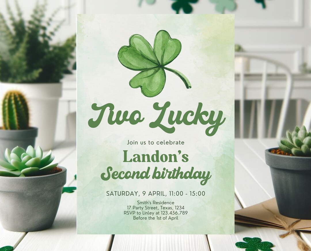 Editable St Patrick's Day Birthday Invitation, Lucky One Birthday Party ...