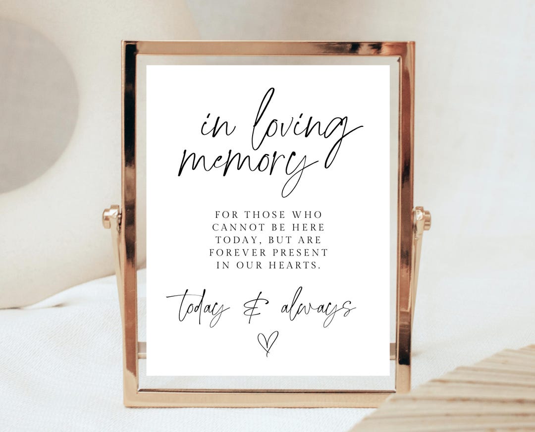 Editable in Loving Memory Sign, Modern Forever in Our Hearts Sign ...