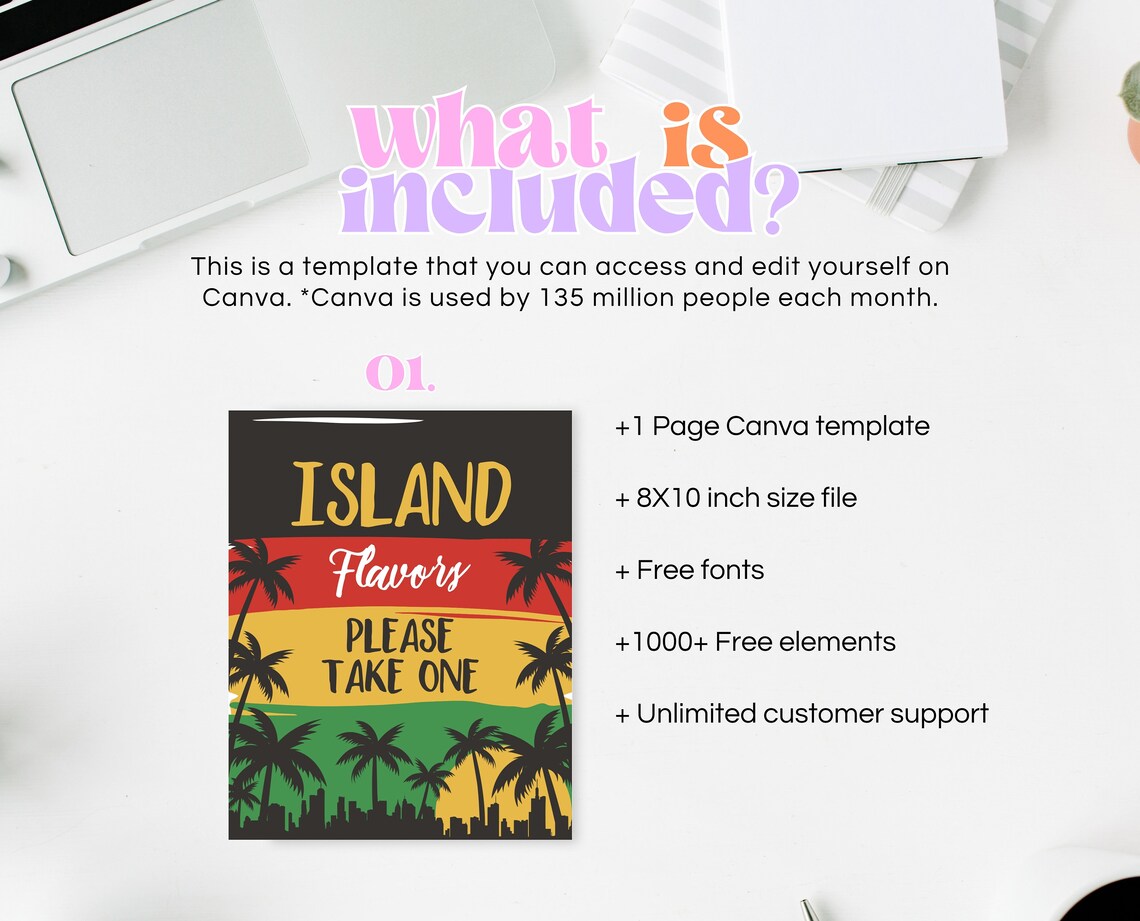 Island Flavors Sign Reggae Birthday, Reggae 1st Birthday Sign, Jamaican ...