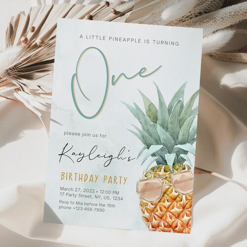 Pineapple Birthday Invitation Tropical Birthday Editable - Etsy