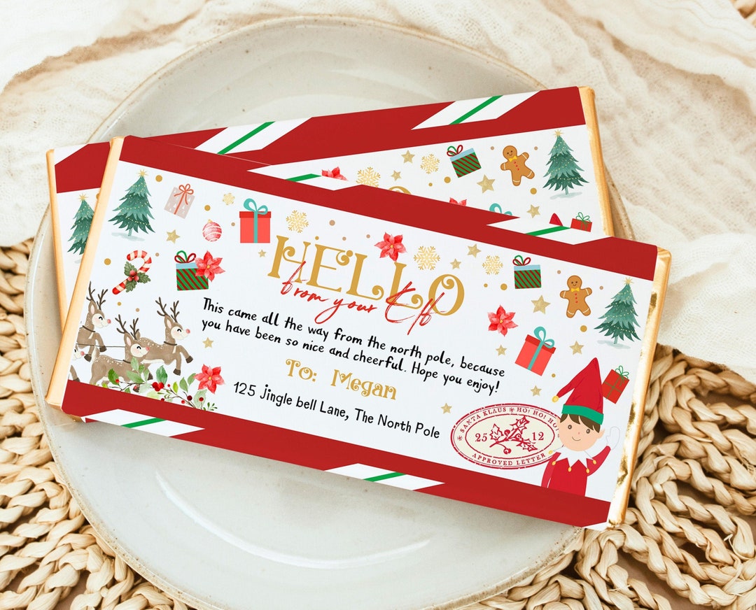Editable Christmas Elf Bar Wrapper Template, Christmas Chocolate ...