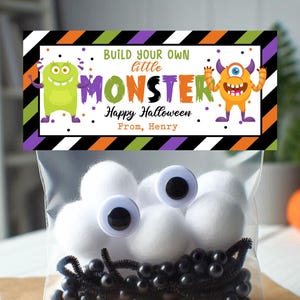 Monster Halloween Bag Topper Template: Editable Party Favor Tag ...