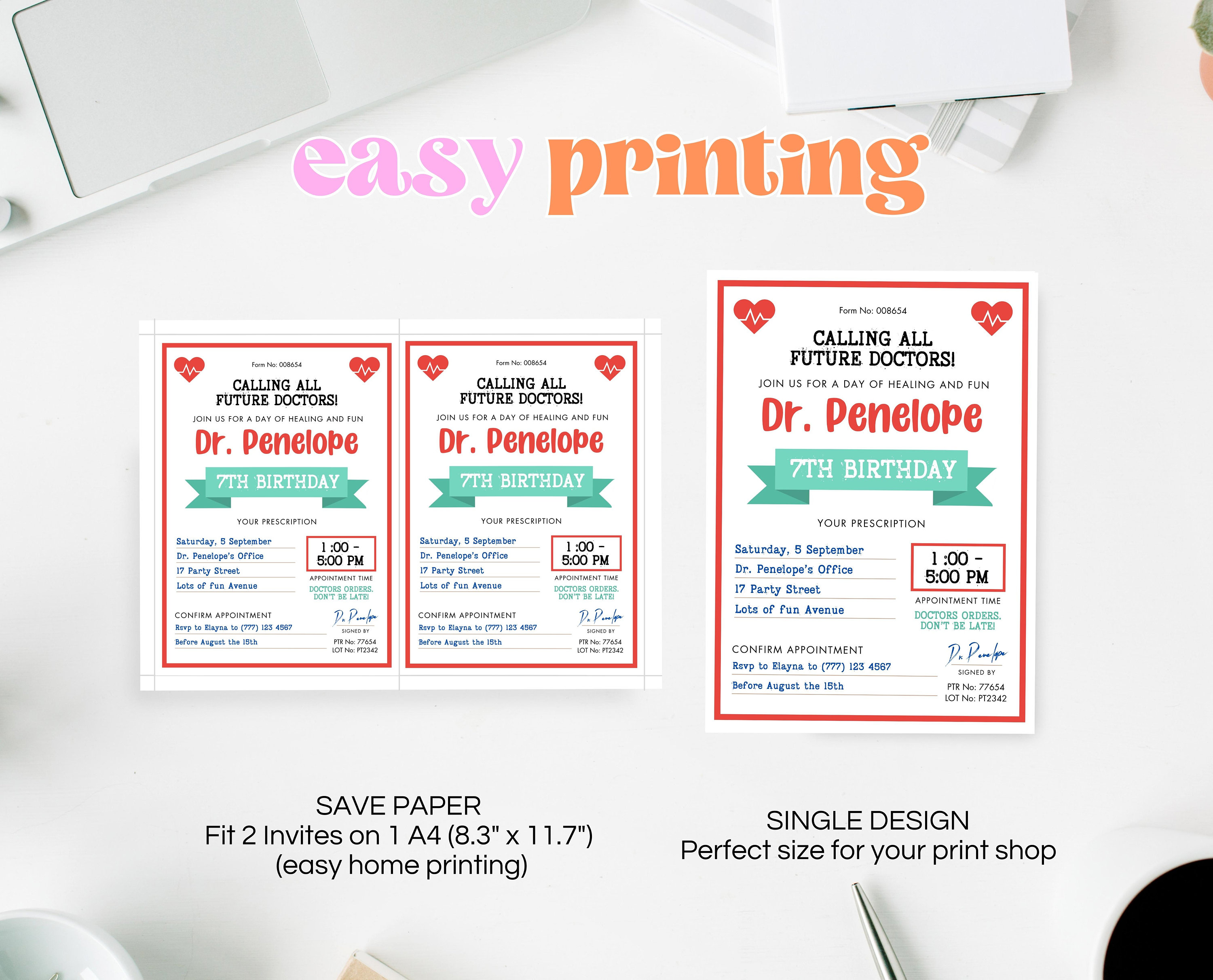 Editable Doctor Pretend Birthday Invitation, Kids Doctor Invite, Kids ...