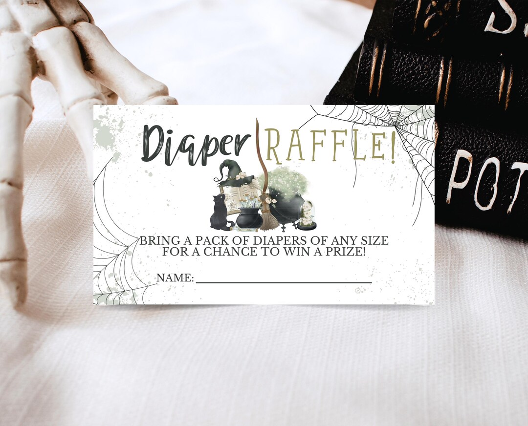 Halloween Diaper Raffle Ticket, Halloween A Baby is Brewing Baby Shower ...
