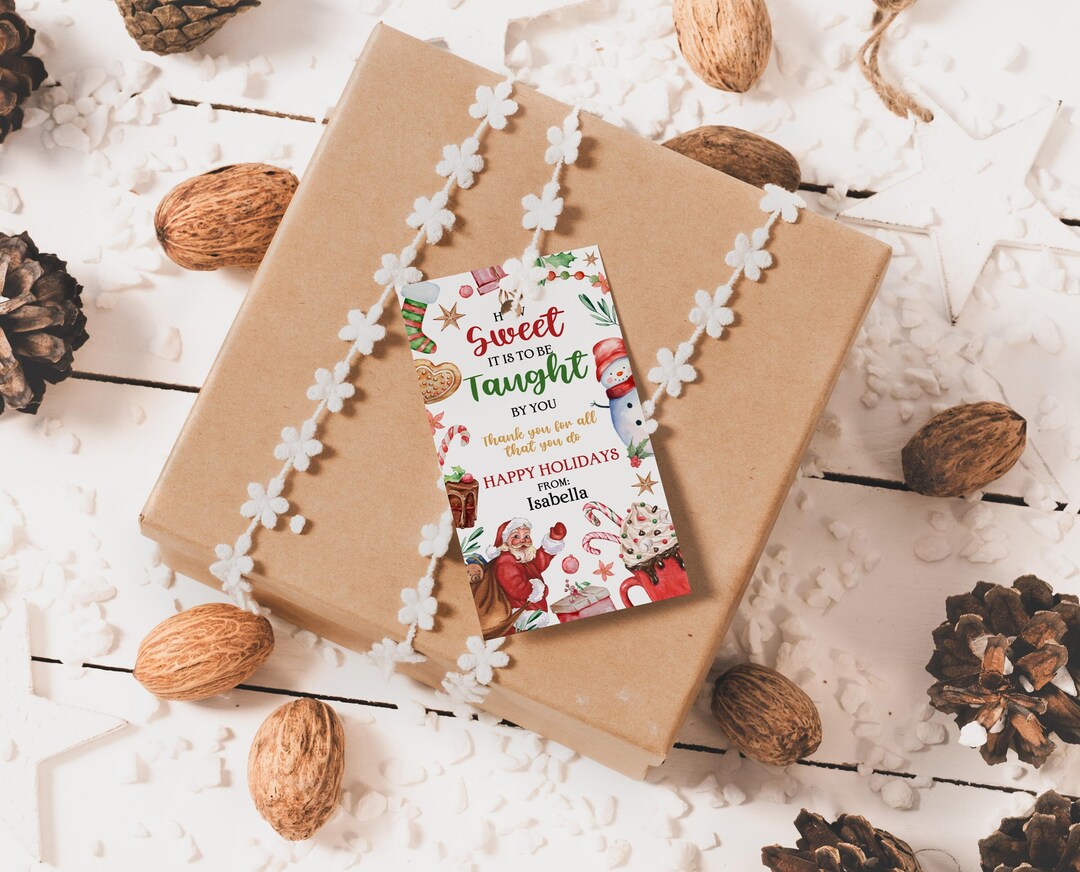 Christmas Teacher Gift Tag Template, Holiday Candy Tag, Chocolate ...