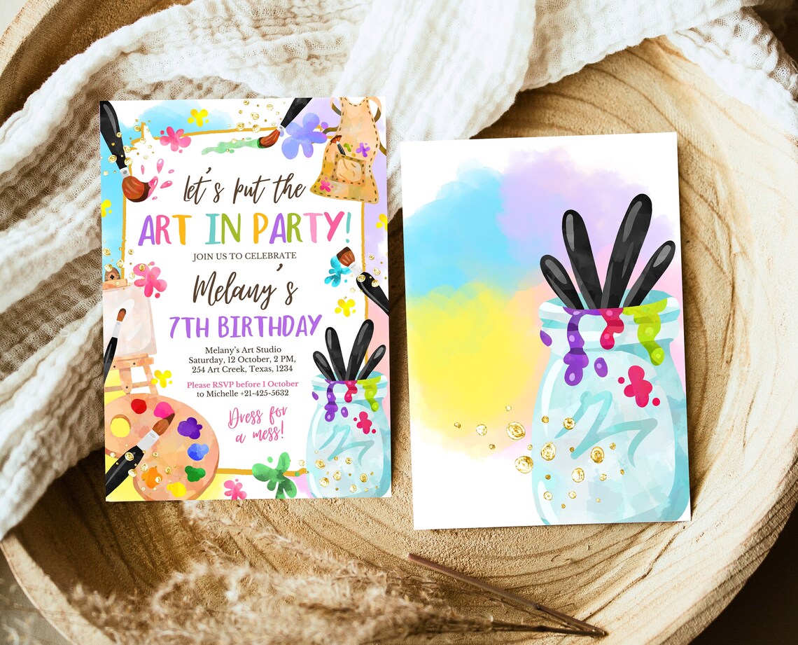 Editable Painting Art Birthday Invitation, Art Party Birthday Invite ...