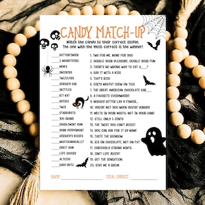 Halloween Candy Match-up Game Template Halloween Trivia - Etsy