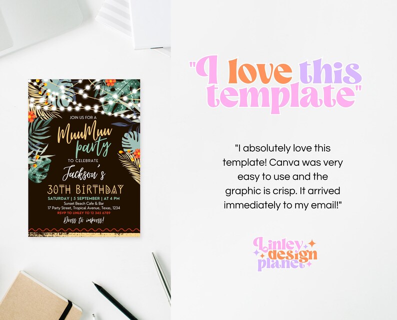 Editable Muumuu Birthday Invitation, Tropical Havana Party (printable ...
