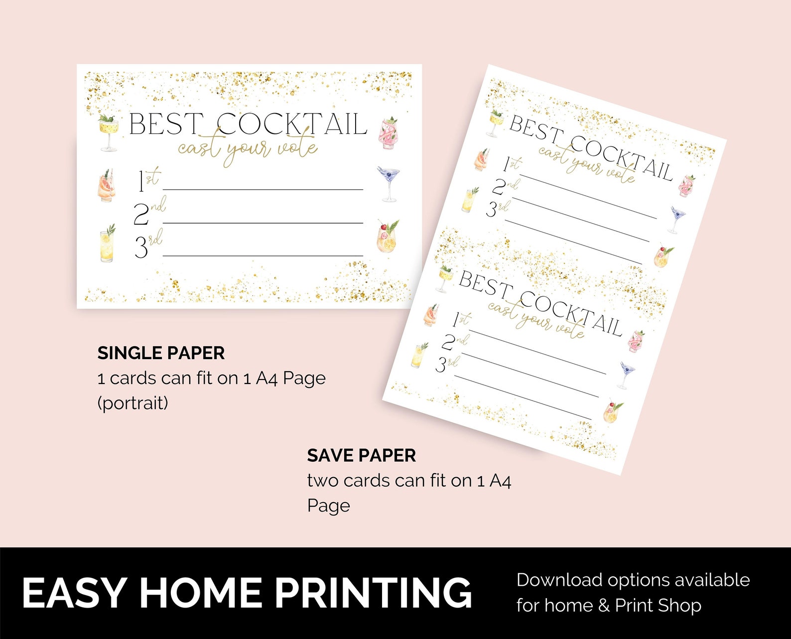 Cocktail Competition Voting Card New Year's Cocktail - Etsy