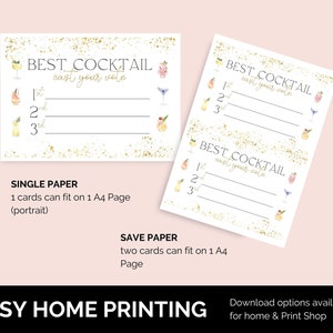 Cocktail Competition Voting Card , New Year's Cocktail Party, Cocktail ...